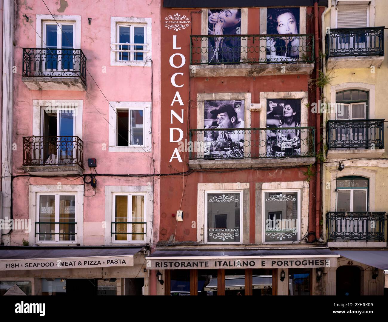 Italian restaurant Locanda, house facade with large photos of Italian ...