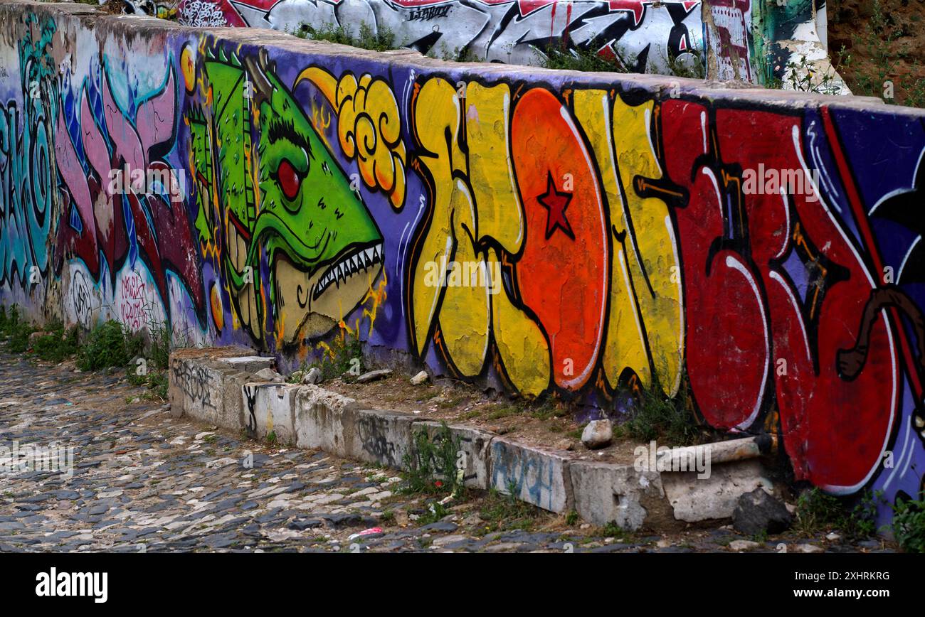 Predator, Graffiti, Old Town, Lisbon, Portugal Stock Photo - Alamy