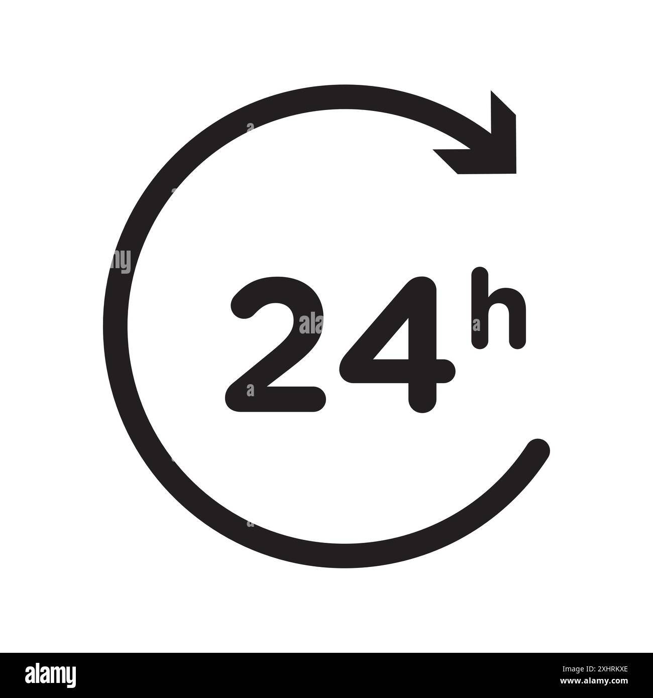 24 hours icon Black line art vector in black and white outline set ...