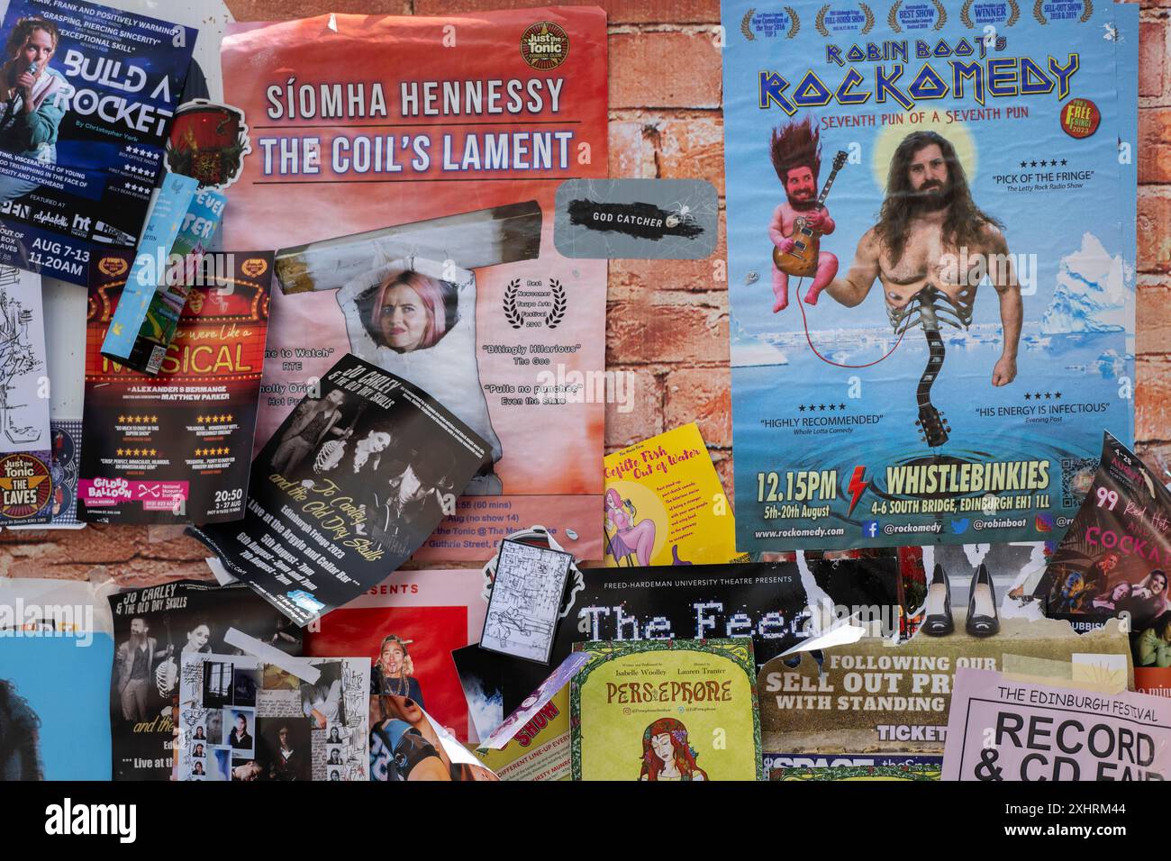 Posters and advertising cards on a wall, world's largest cultural ...