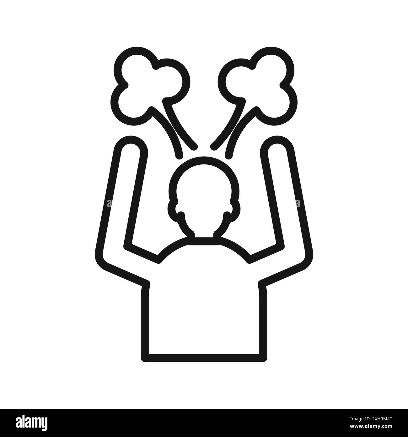 Angry person icon Black line art vector in black and white outline set ...