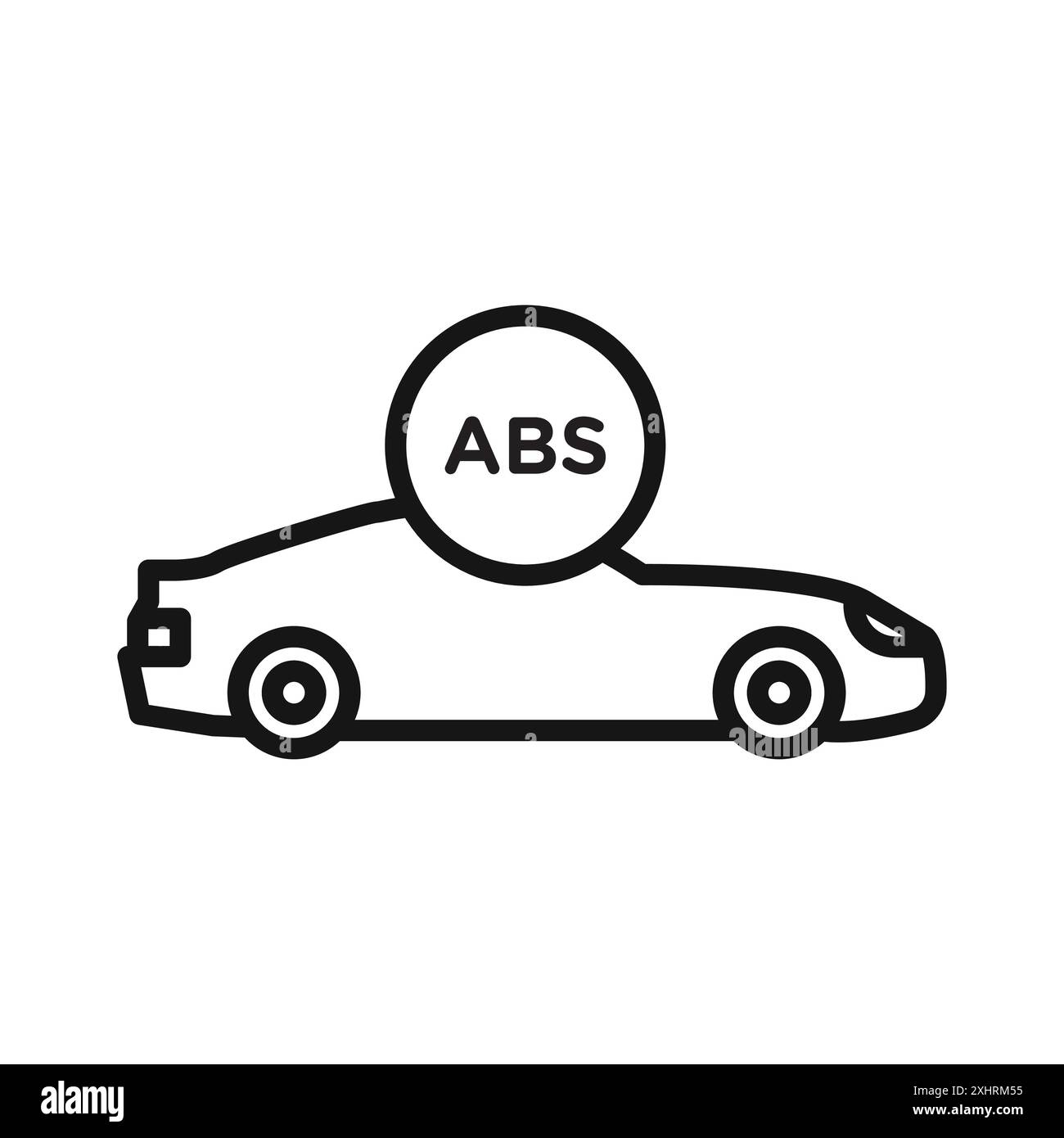Automotive ABS icon Black line art vector in black and white outline ...