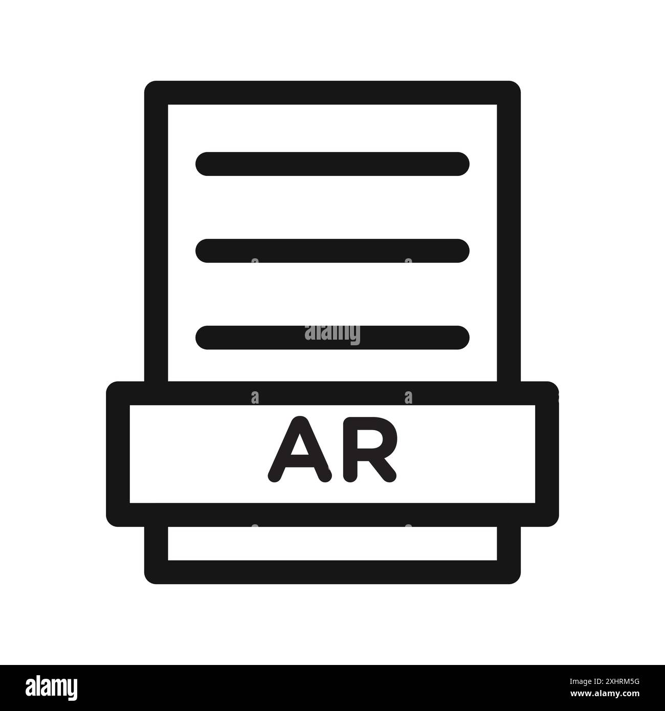 AR File Document Icon Black line art vector in black and white outline ...
