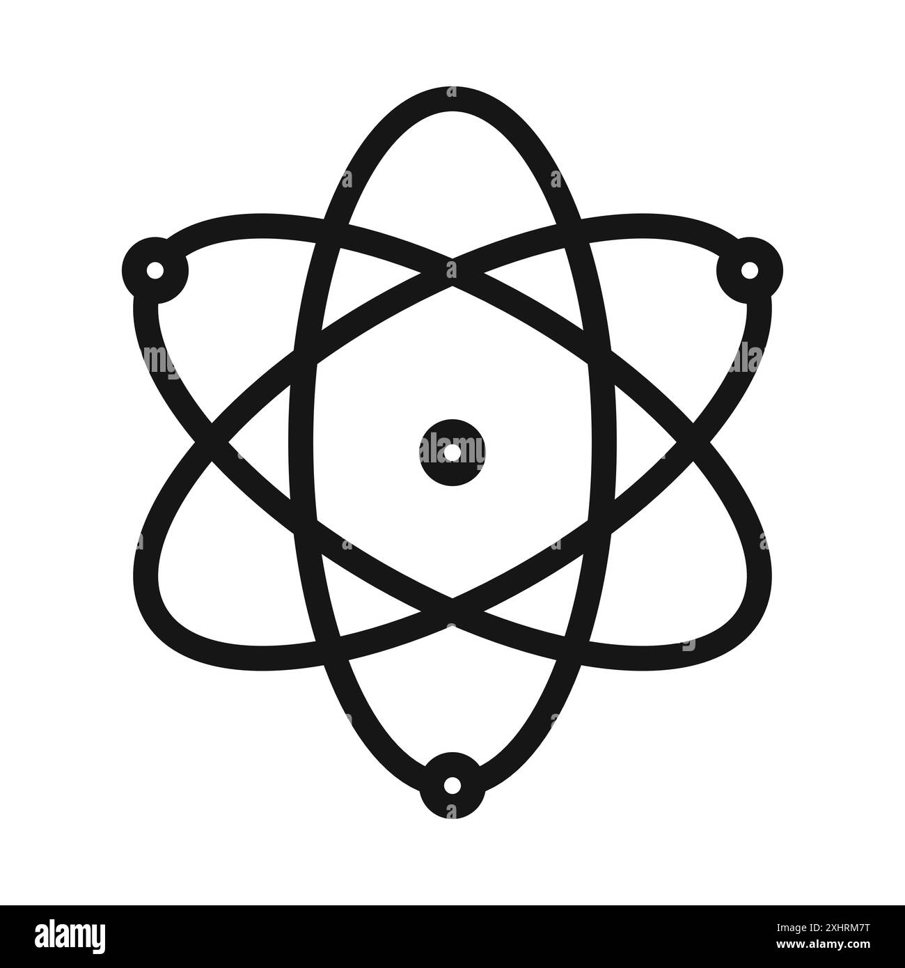 Atom scientific icon Black line art vector in black and white outline set collection sign Stock ...