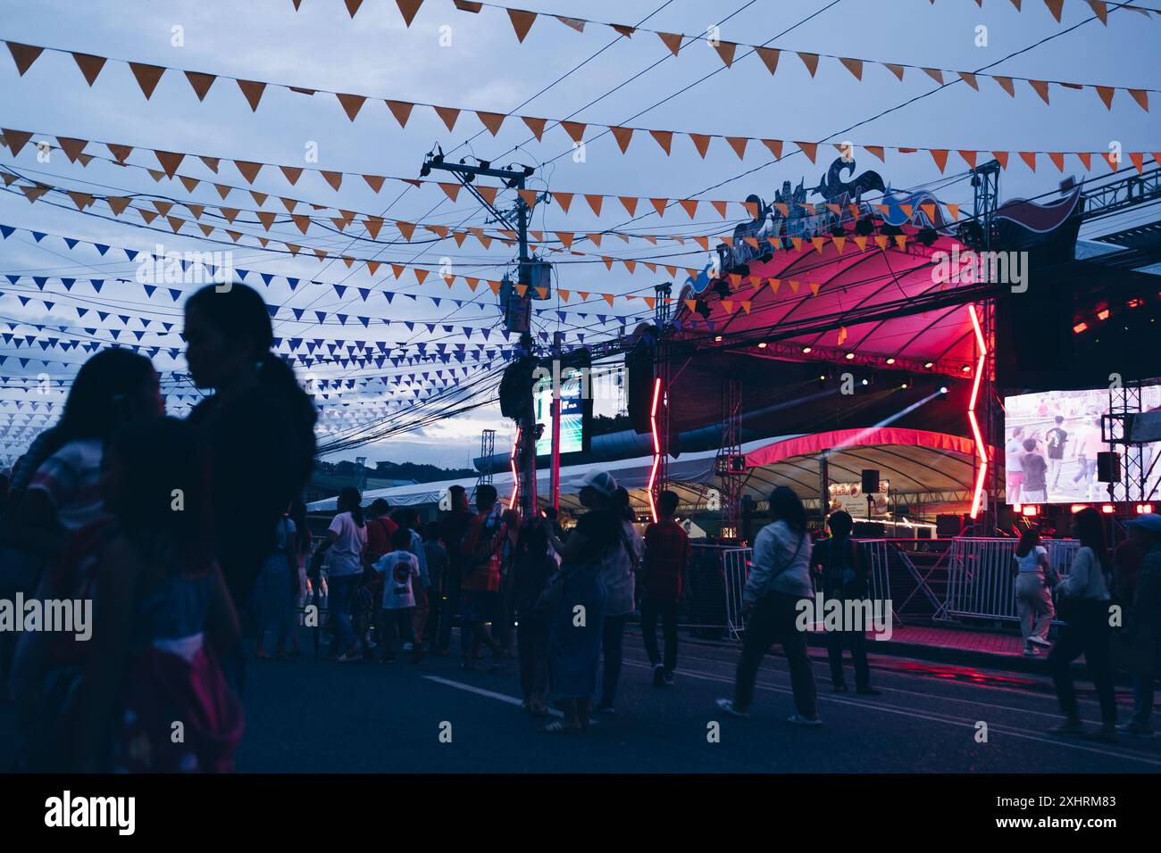 Koronadal, PH - July 15, 2024: Early evening at Alunan Avenue near the stage in front of SMRAA ...
