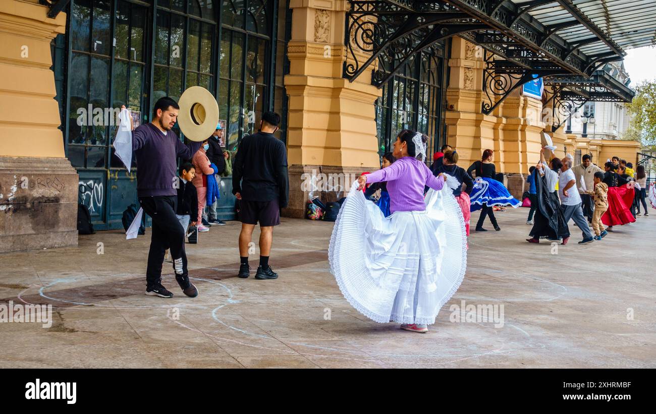 Santiago, Chile, September 18, 2022: People are practicing traditional ...