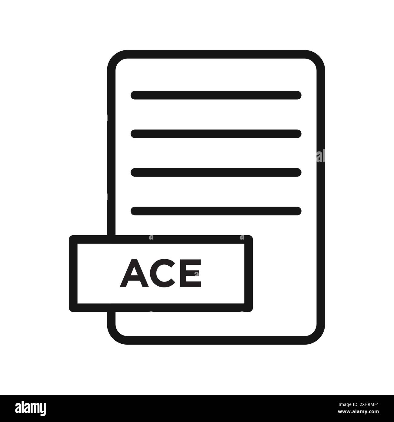 ASE File Document Icon Black line art vector in black and white outline ...