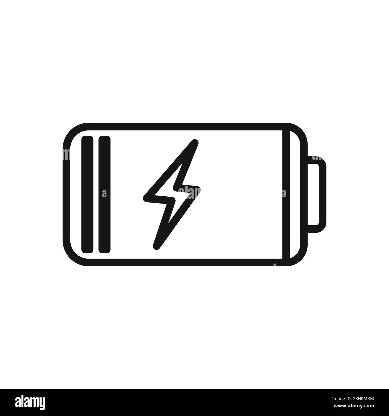 Battery charging icon Black line art vector in black and white outline ...