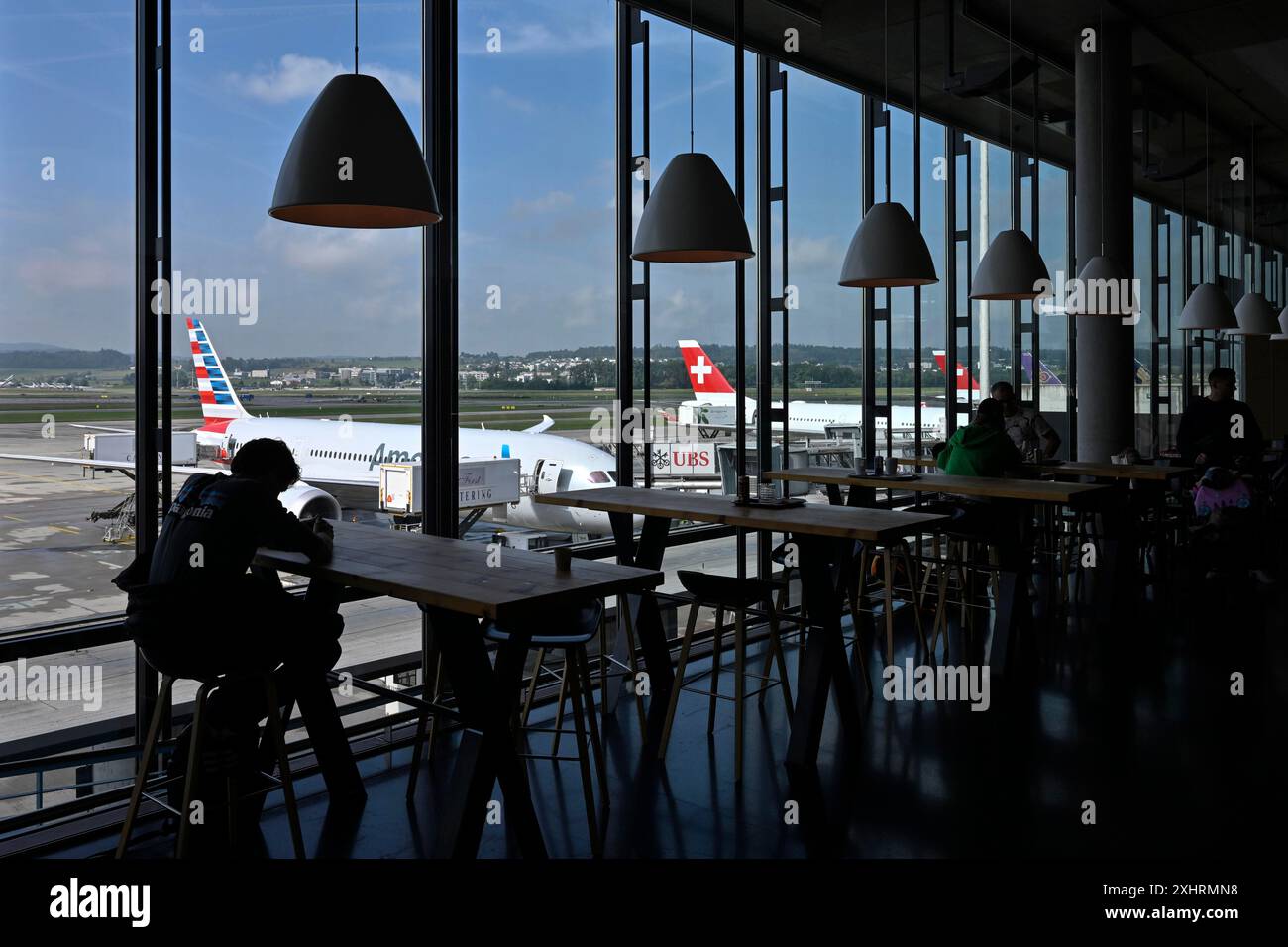 Airport Restaurant Passengers, Zurich Kloten, Switzerland Stock Photo ...