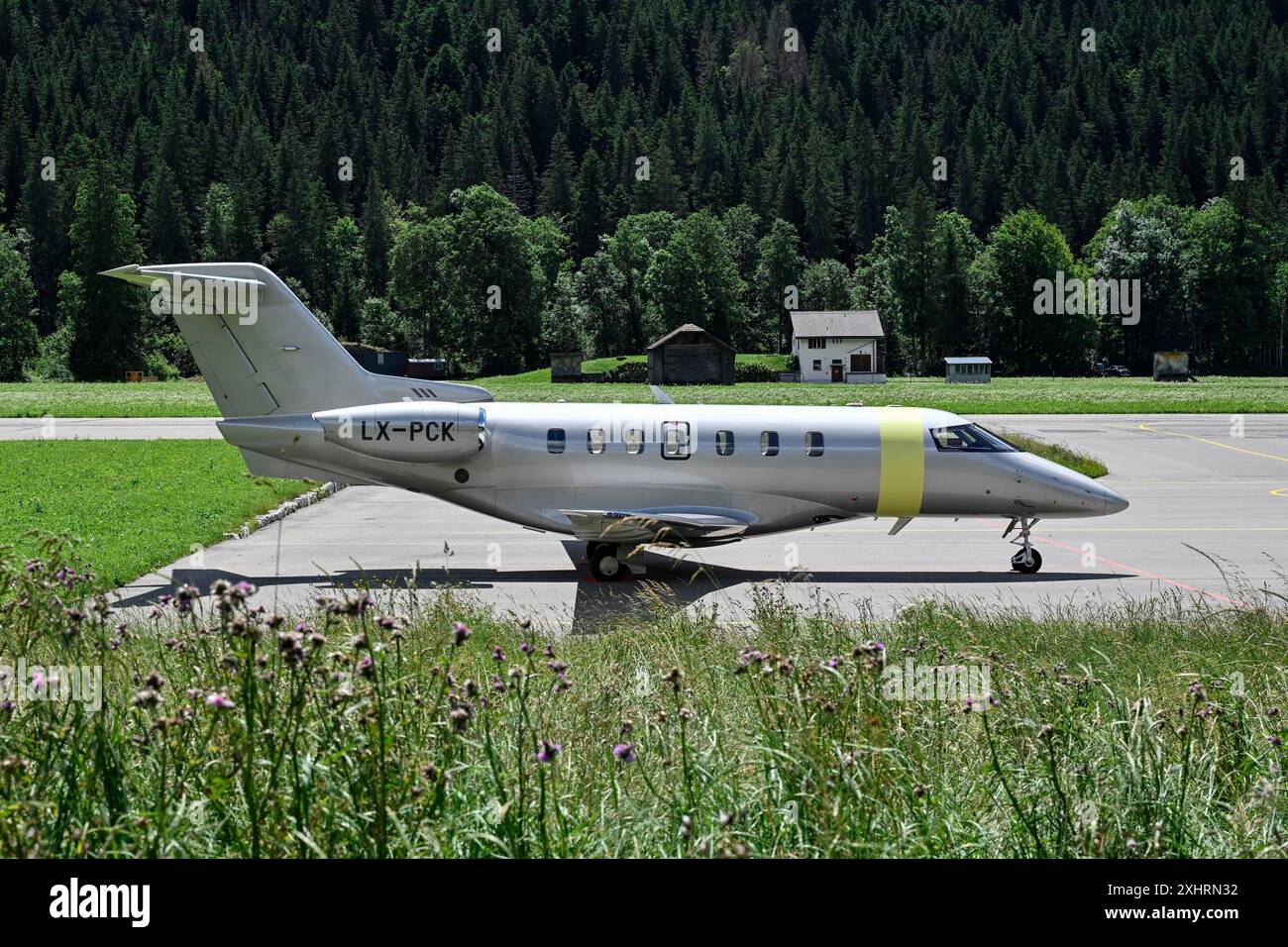 Small aircraft Jetfly Aviation, Pilatus PC-24, LX-PCK, Gstaad airfield ...