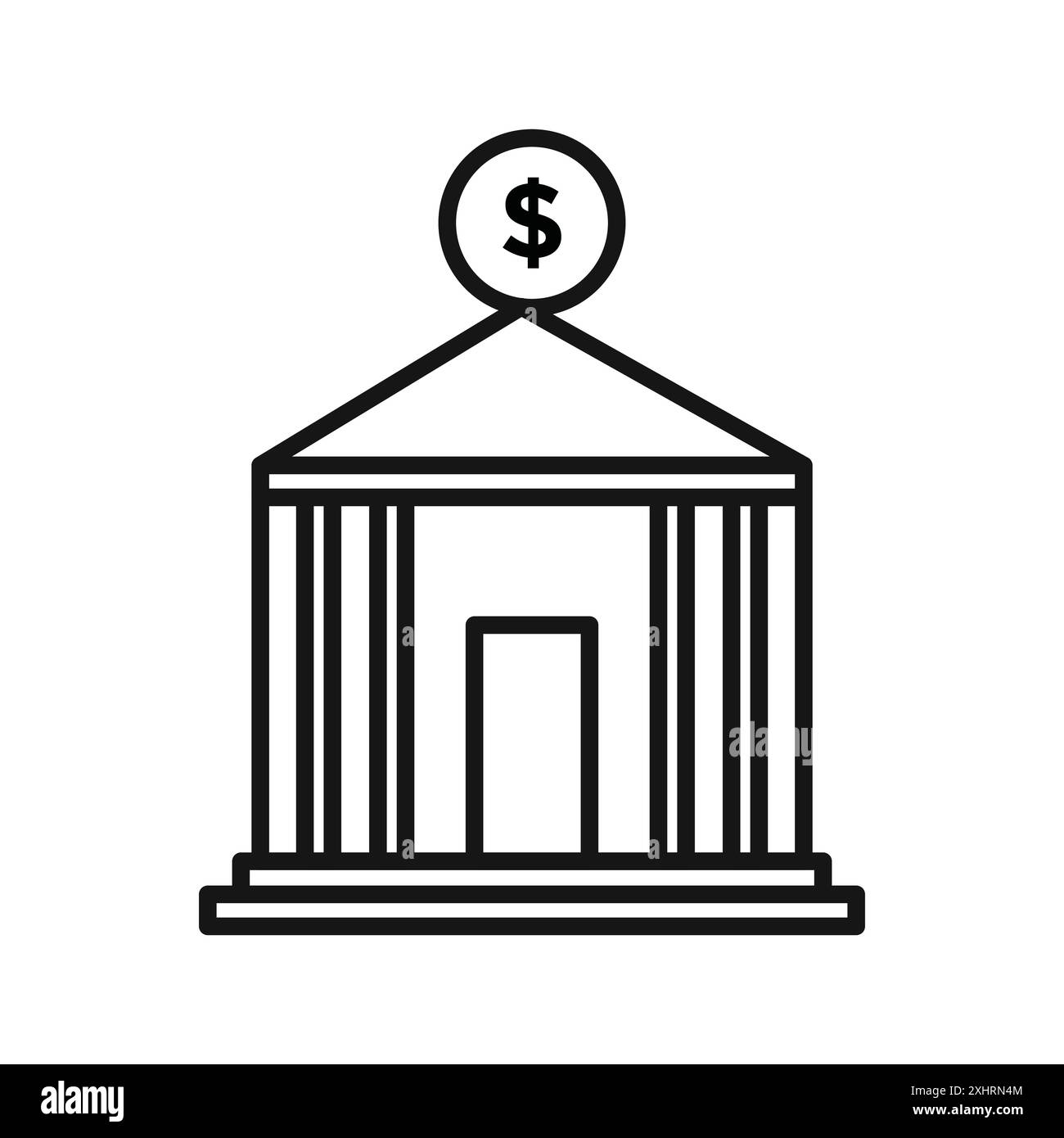 Bank Icon Black Line Art Vector In Black And White Outline Set Collection Sign Stock Vector