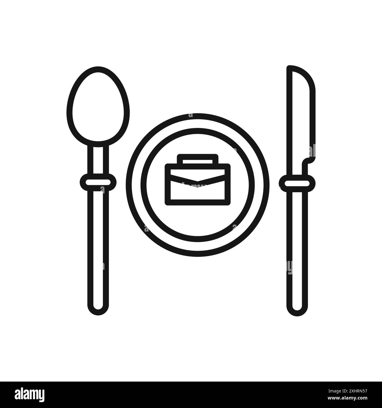 Business lunch, dinner icon Black line art vector in black and white ...