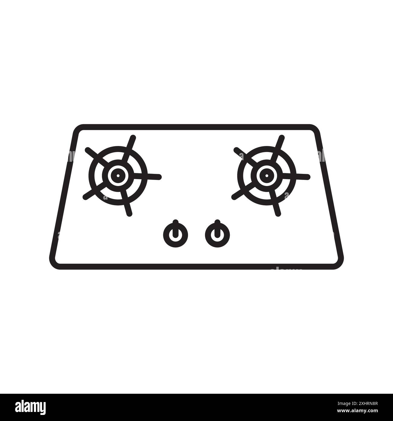 Burner Gas Stove icon Black line art vector in black and white outline ...