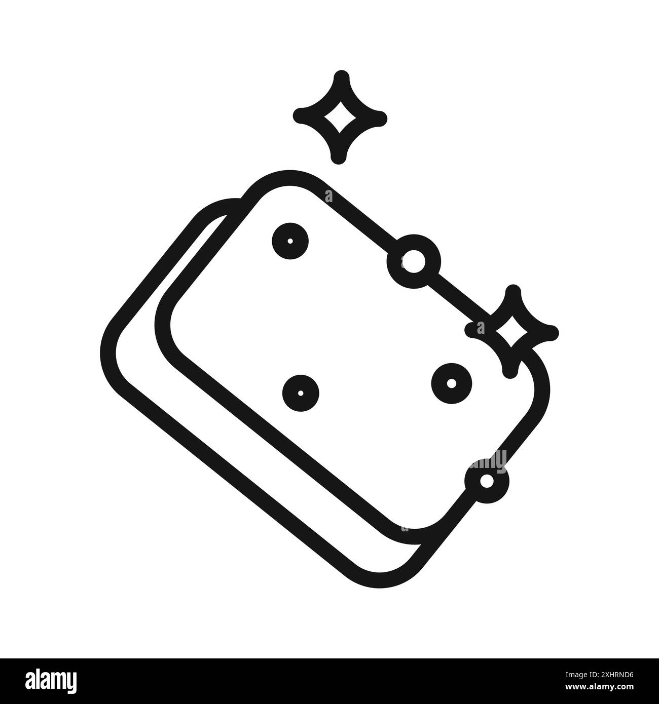Cleaning sponge icon Black line art vector in black and white outline ...
