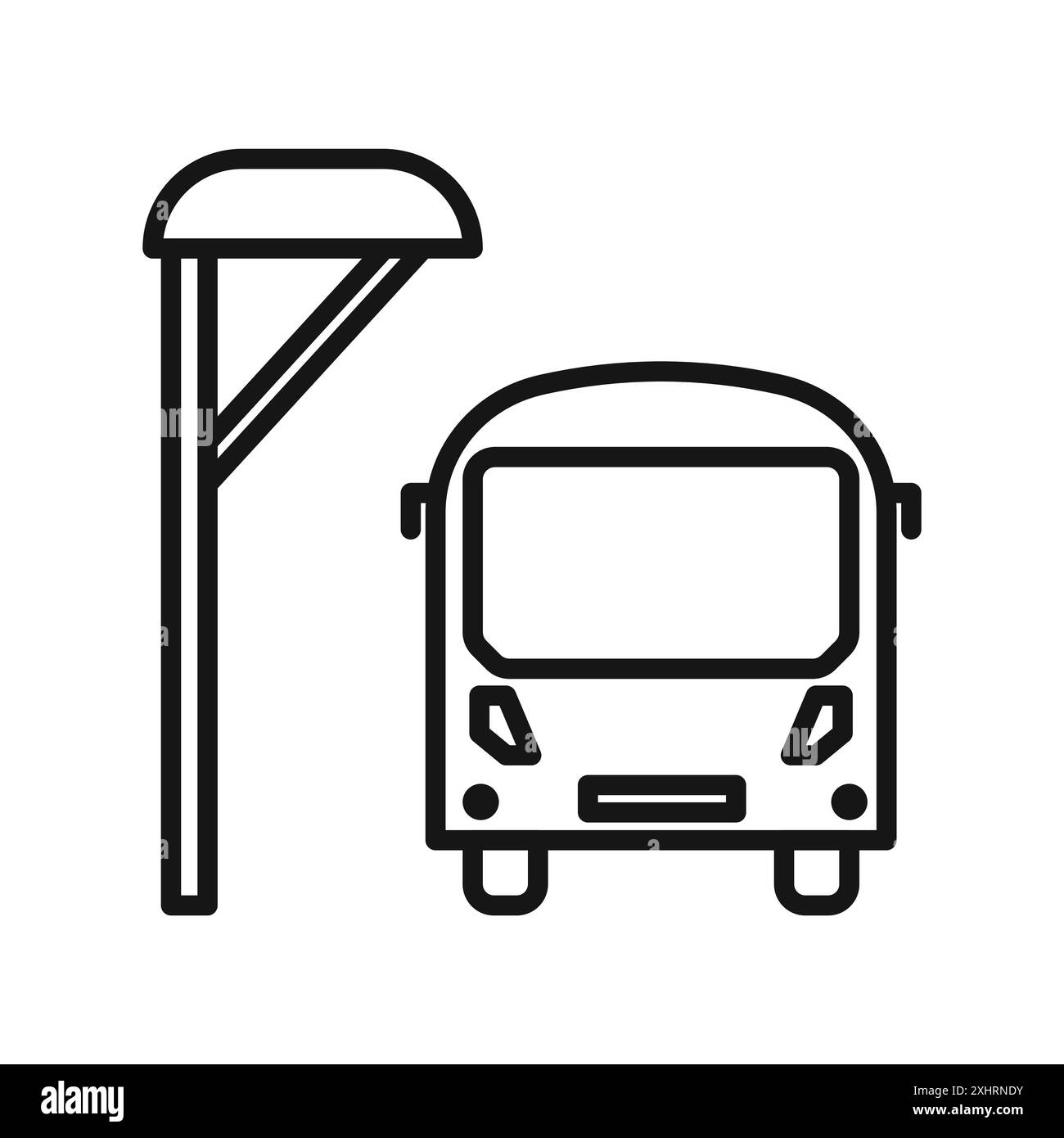 Bus stop stand icon Black line art vector in black and white outline set collection sign Stock ...