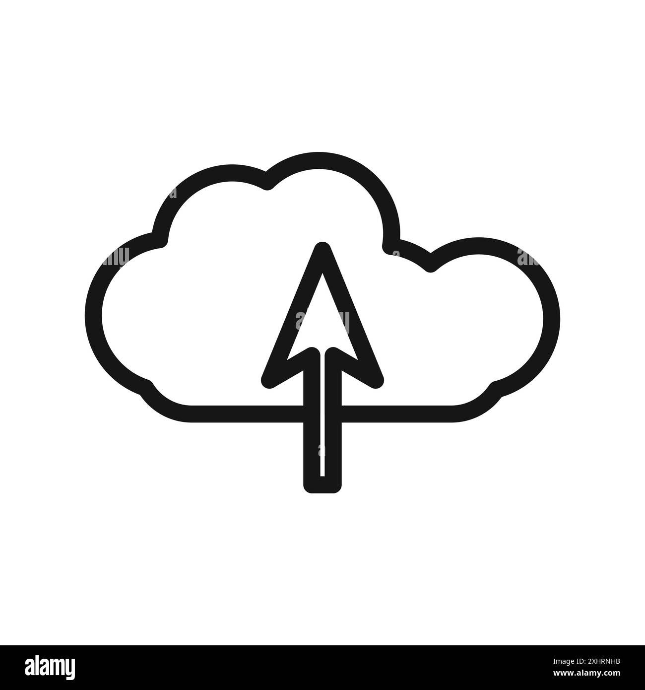 cloud upload icon Black line art vector in black and white outline set collection sign Stock ...