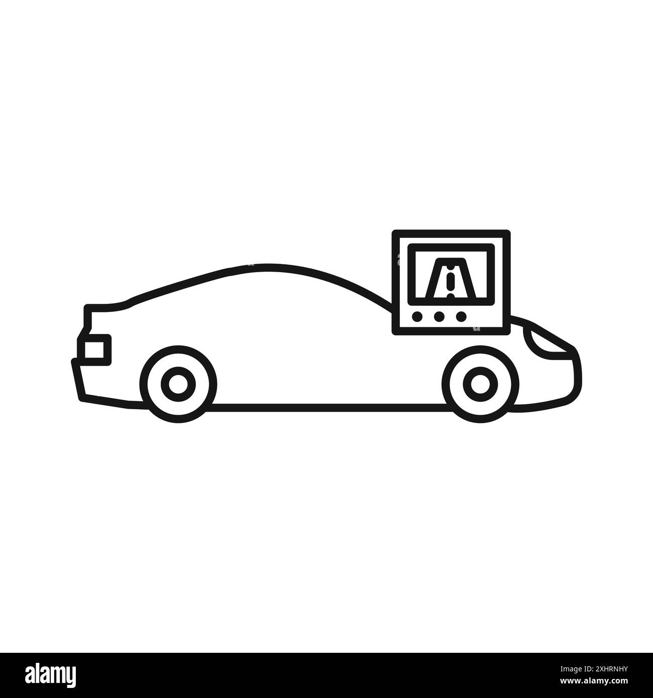 Car with touchscreen display icon Black line art vector in black and white outline set ...