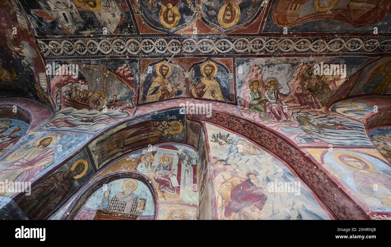 Ceiling painting in an Orthodox church with biblical scenes and holy ...