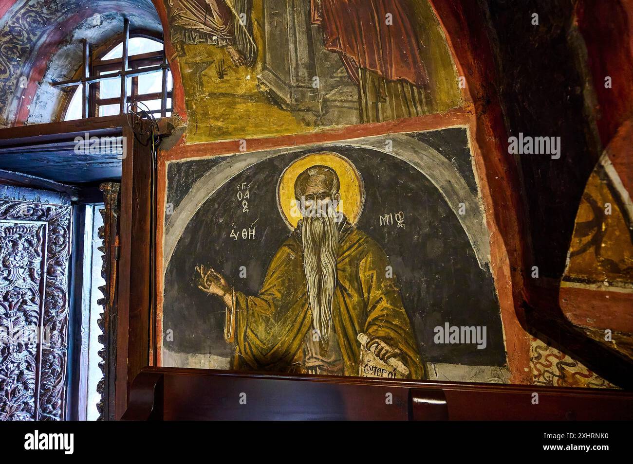 Orthodox holy picture with golden accents on a wall in a church, Inside ...