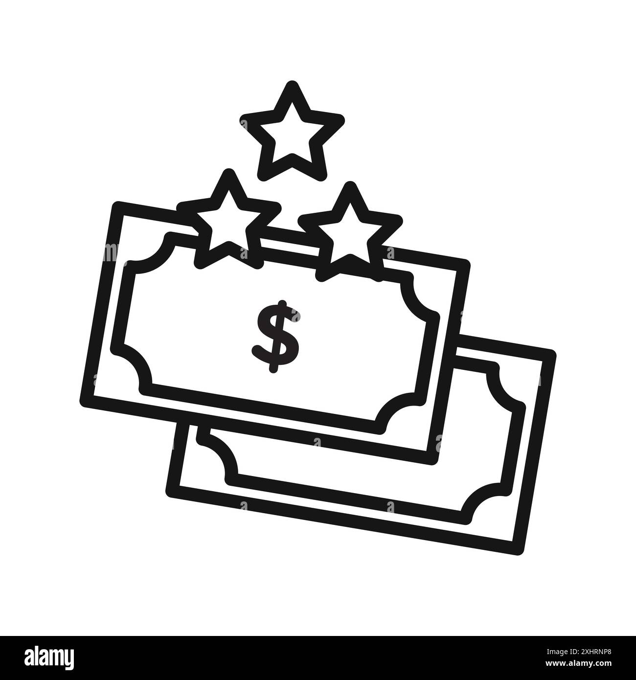 Cash bonus icon Black line art vector in black and white outline set ...