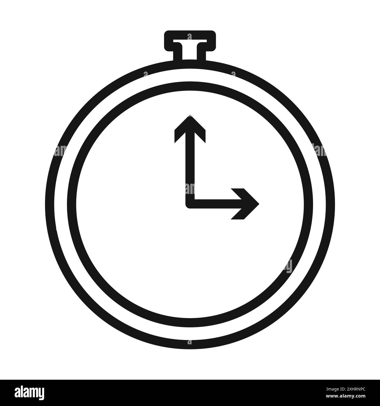 Clock time icon Black line art vector in black and white outline set ...