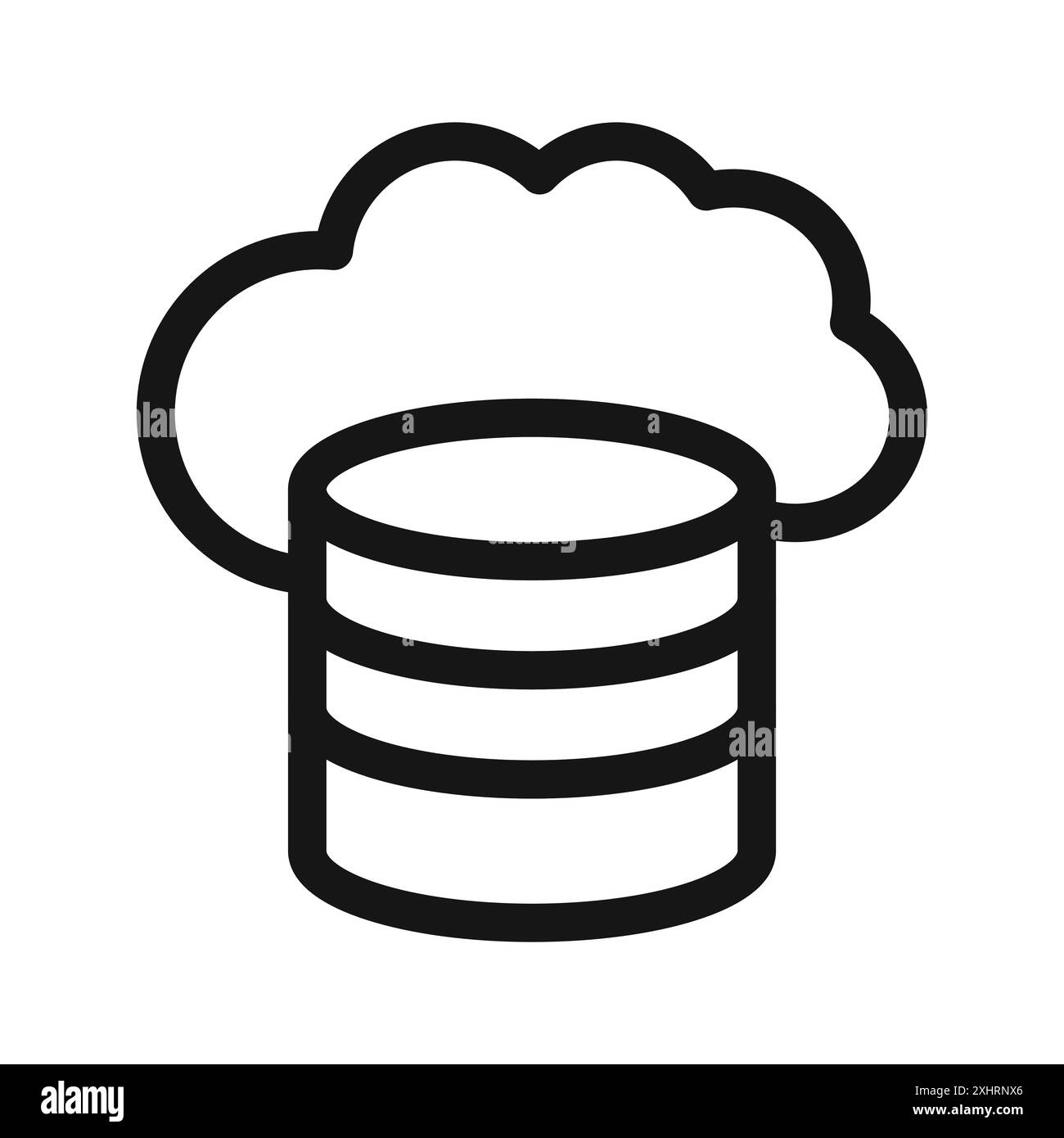 Cloud Database Icon Black Line Art Vector In Black And White Outline Set Collection Sign Stock