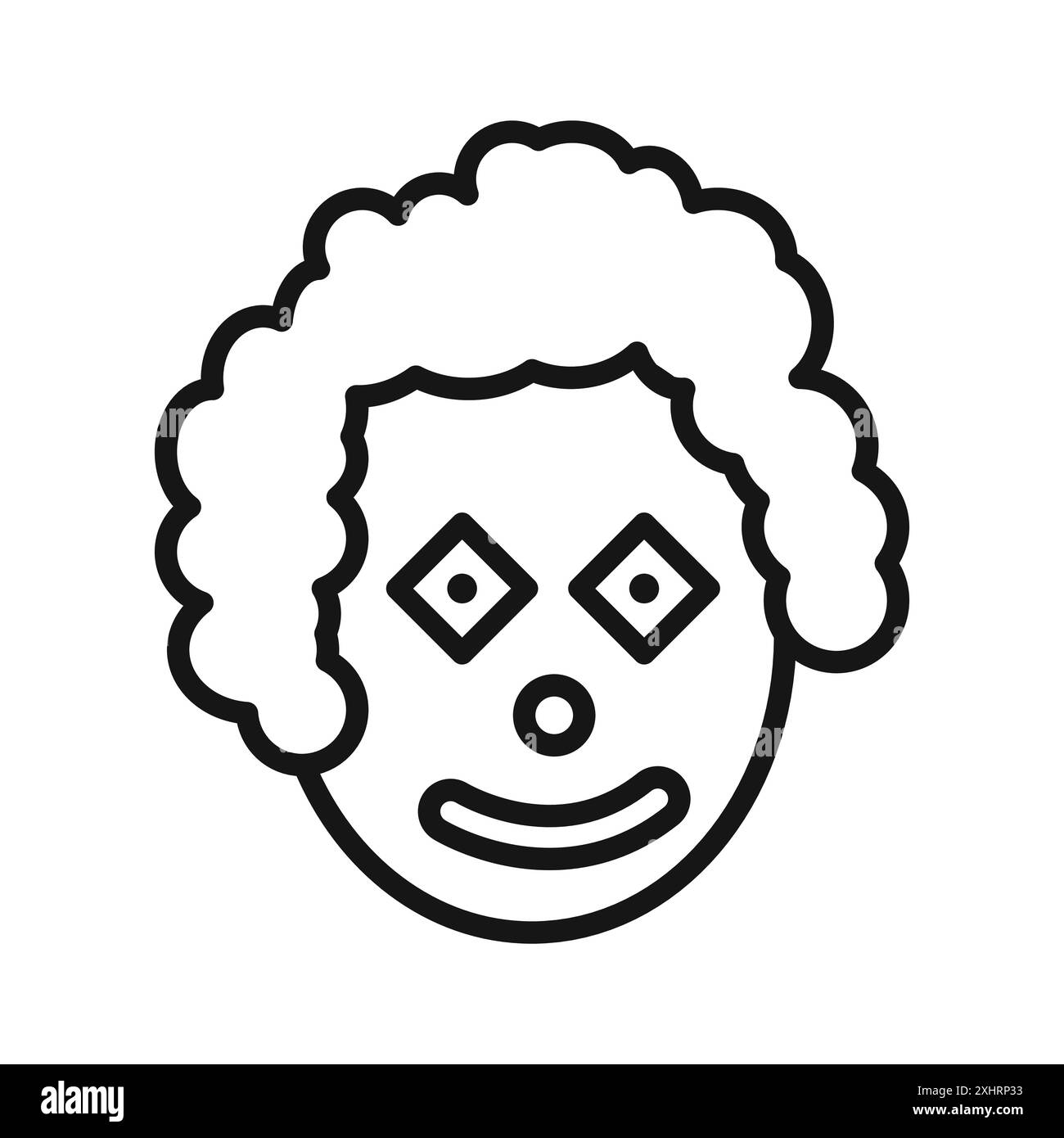 Clown head icon Black line art vector in black and white outline set ...