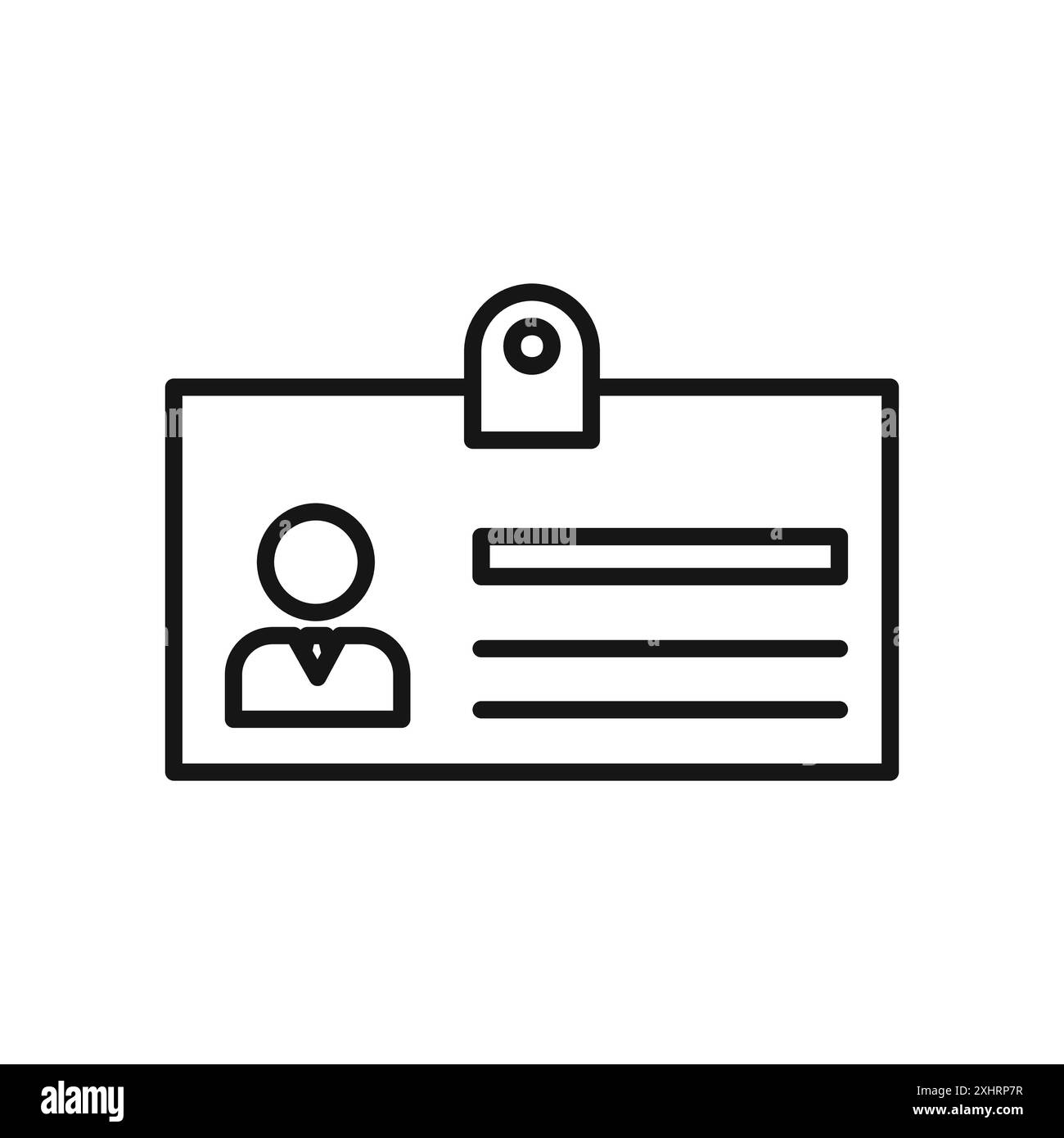 Employee id card icon Black line art vector in black and white outline ...