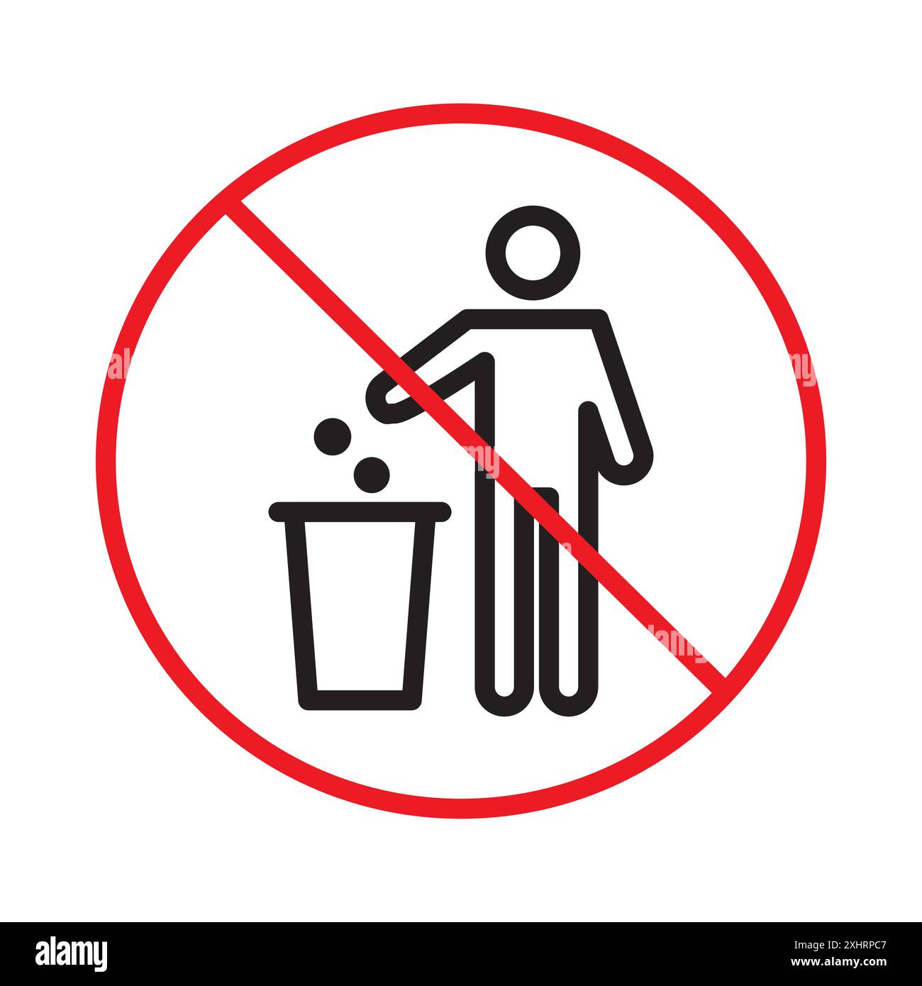 Do not litter icon Black line art vector in black and white outline set ...
