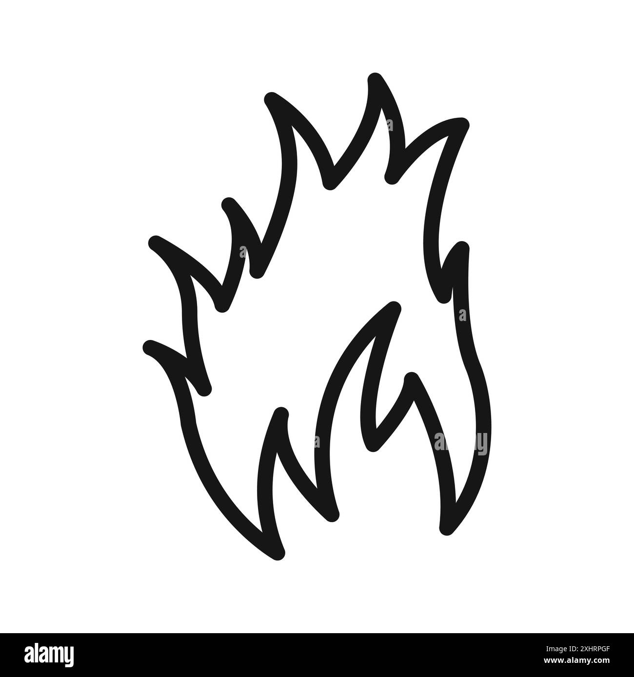 Flame fire icon Black line art vector in black and white outline set ...