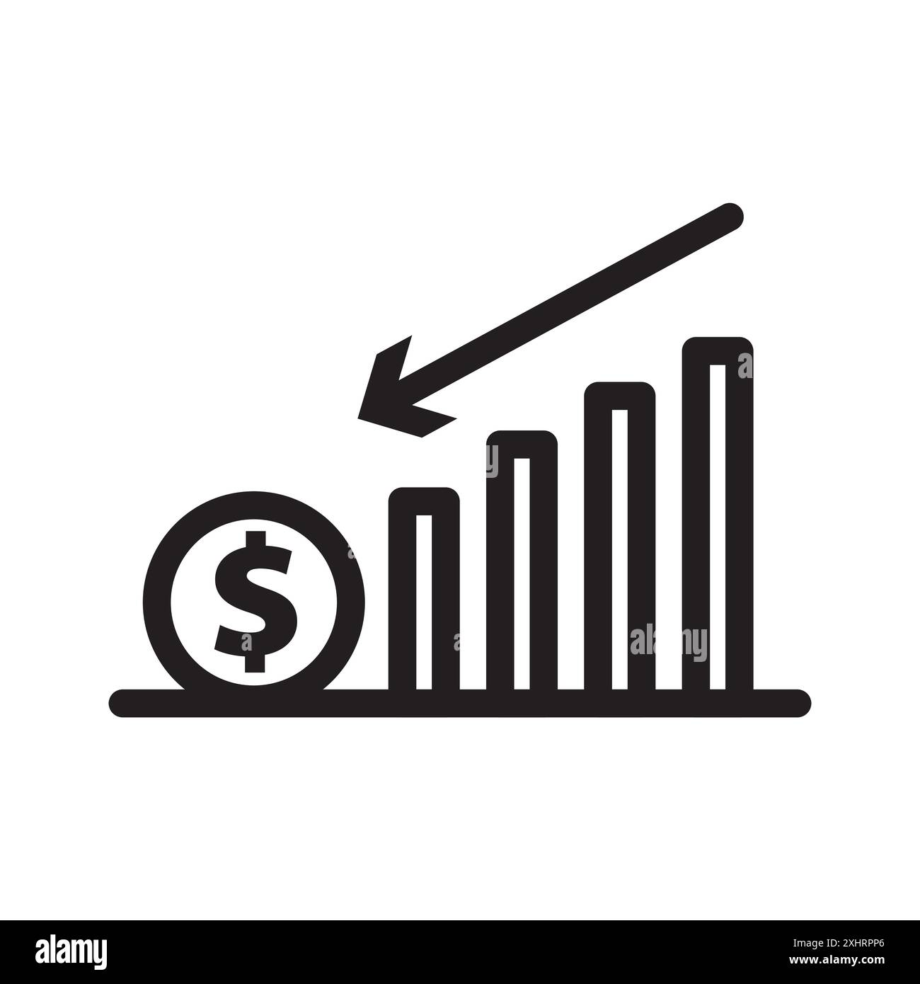 Economic Loss icon Black line art vector in black and white outline set ...