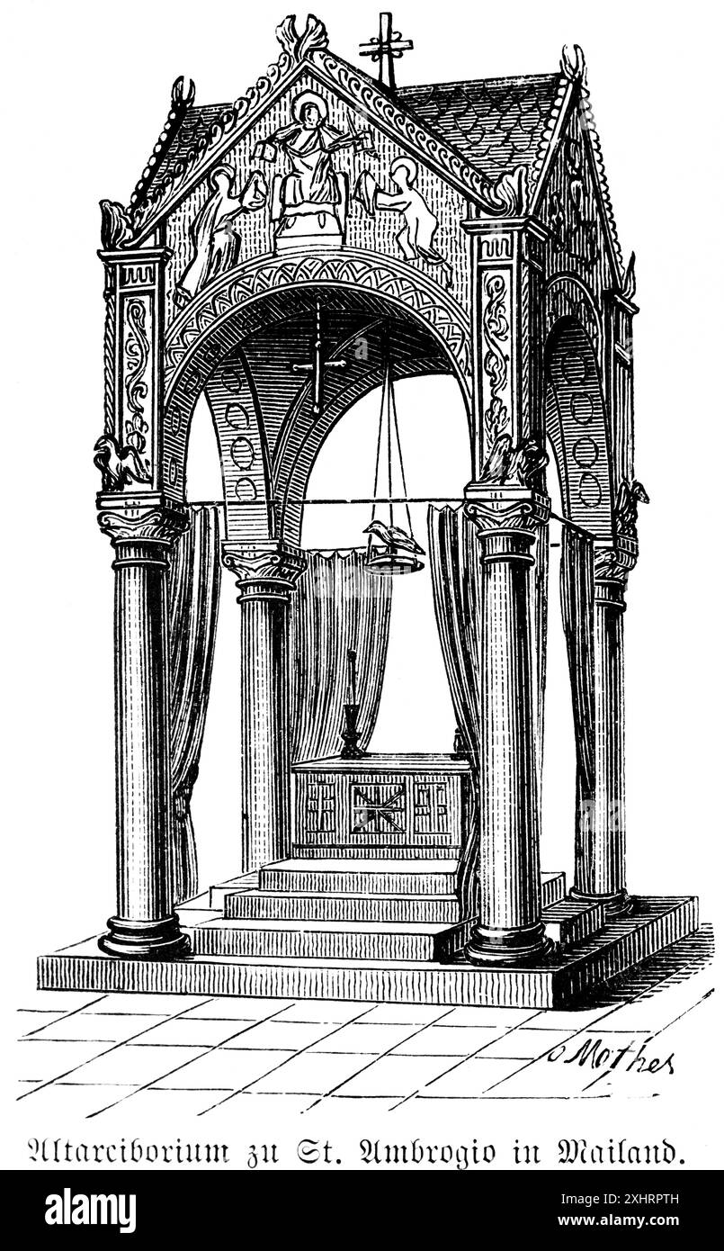 Altar altar in Sant Ambrogio in Milan, canopy, superstructure over ...