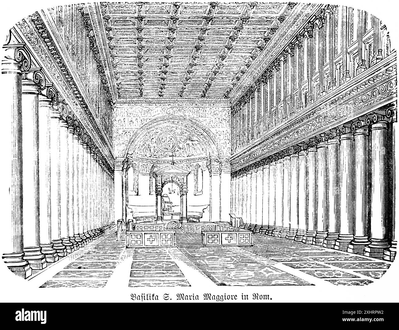 Basilica of Santa Maria Maggiore in Rome, interior, choir, columns ...