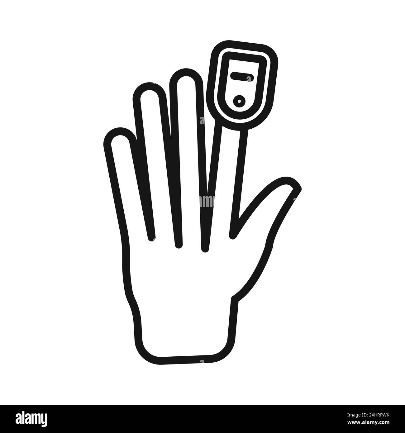 Fingertip pulse oximeter icon Black line art vector in black and white ...
