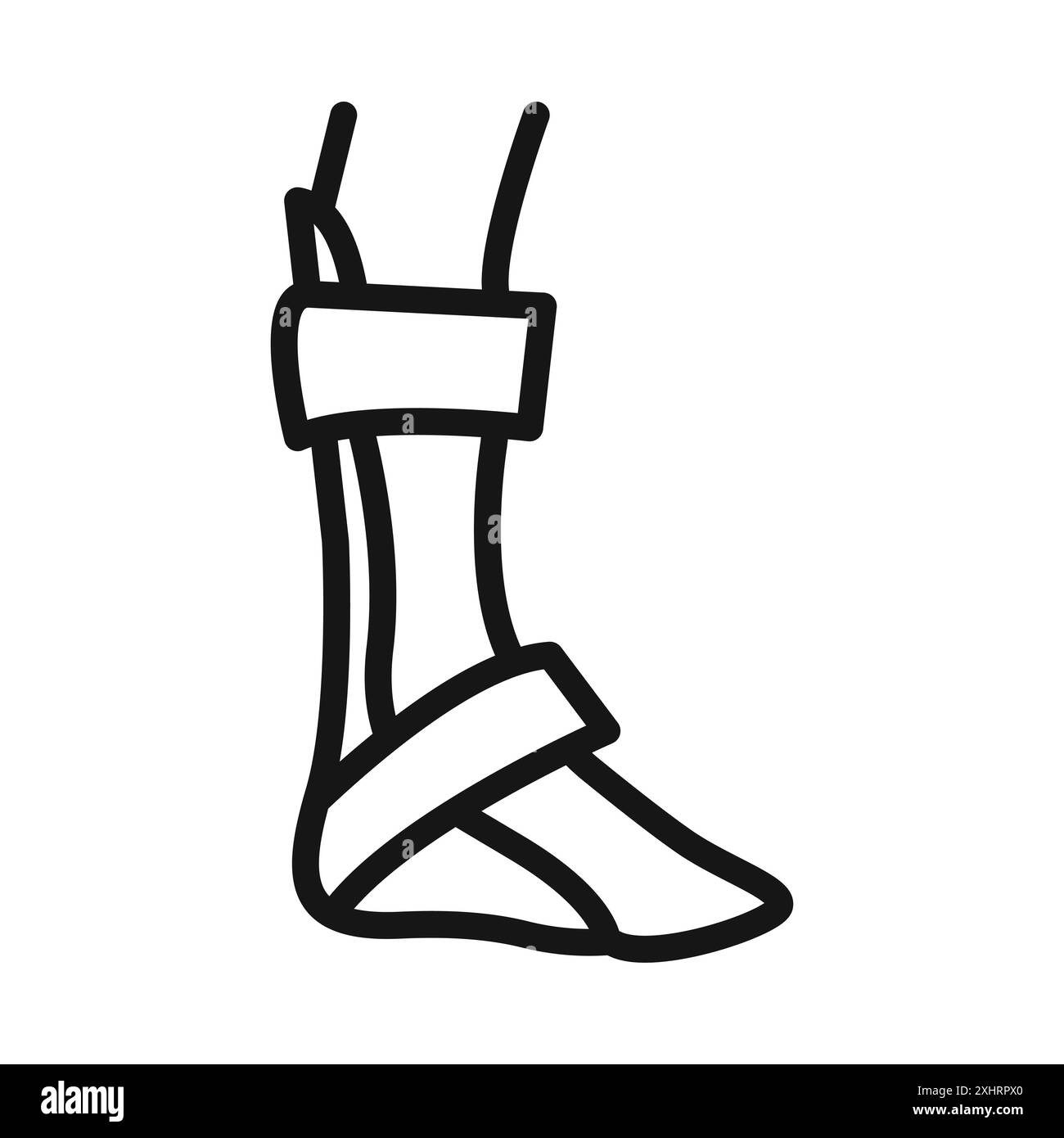 Foot splint icon Black line art vector in black and white outline set collection sign Stock ...