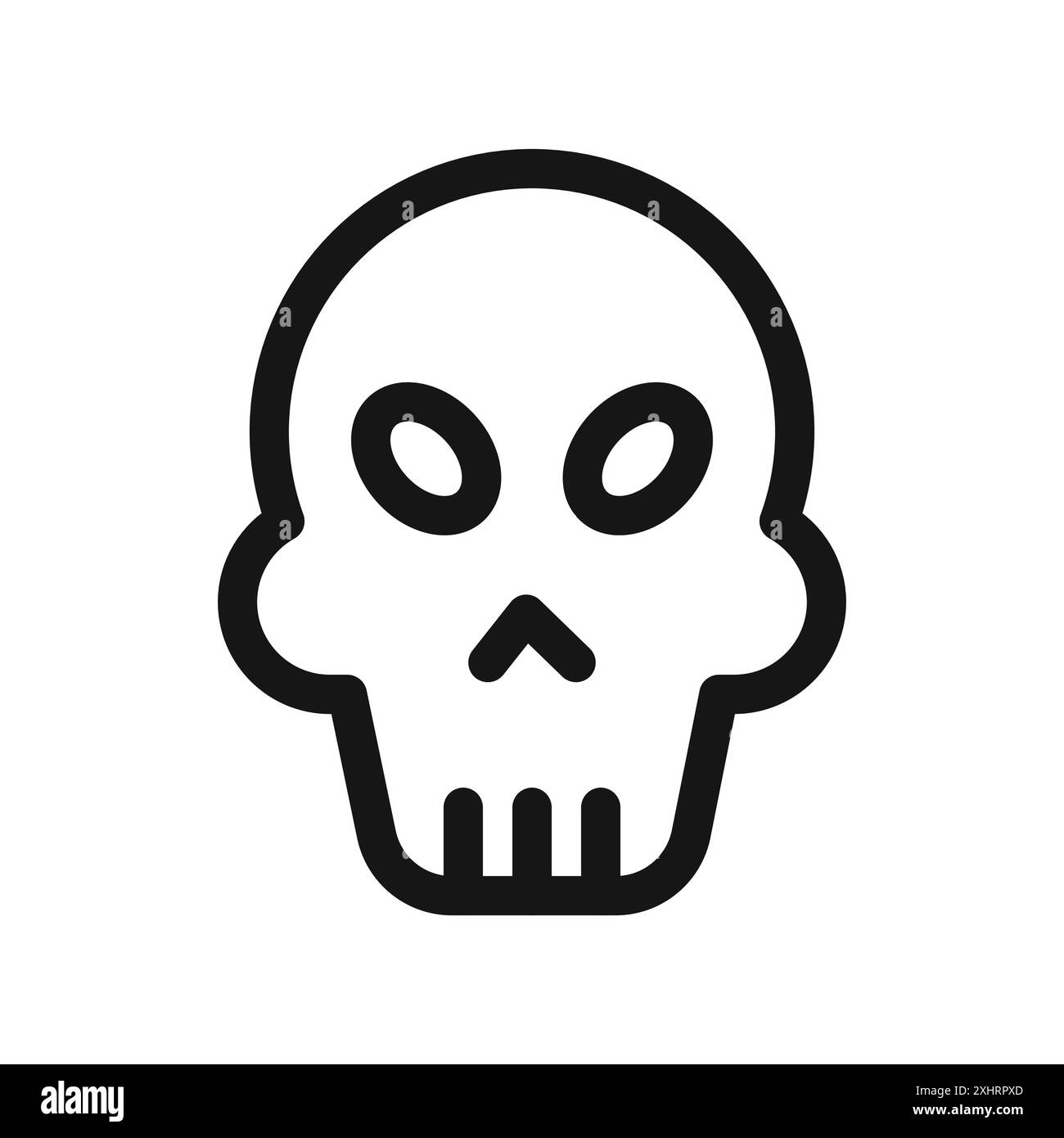 Evil skull icon Black line art vector in black and white outline set ...