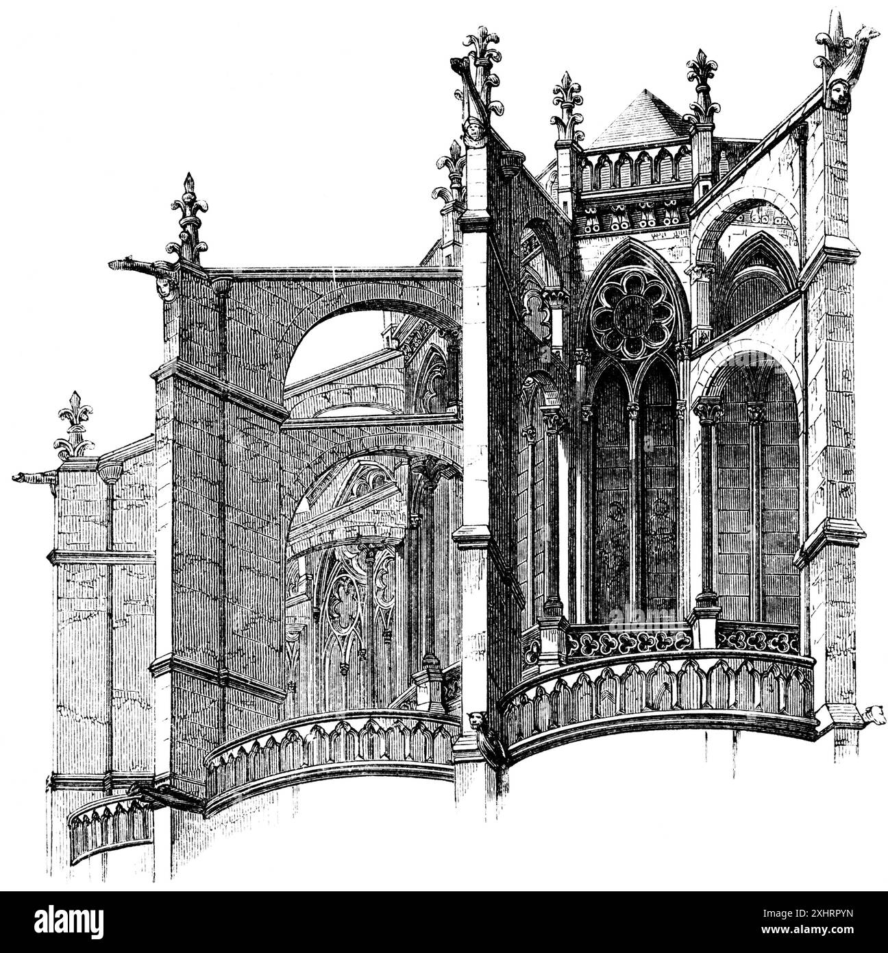 Buttresses of the Gothic Basilica of Saint-Denis, rose window ...