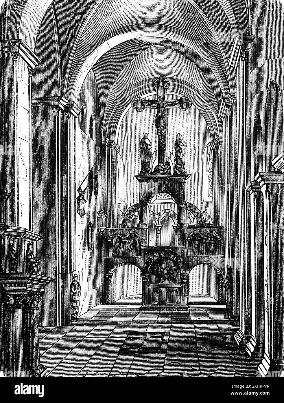 Interior of the monastery and parish church, Romanesque basilica of the ...