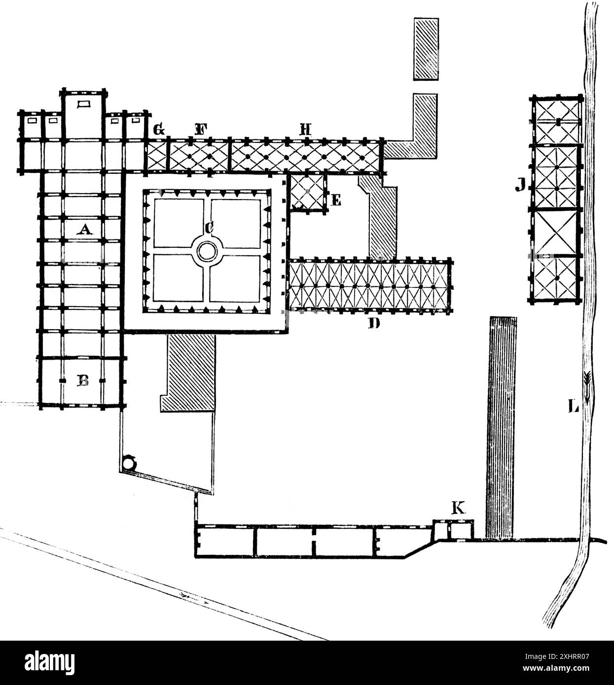 Floor plan of the Abbaye de Fontenay, Cistercian Abbey of Fontenay ...