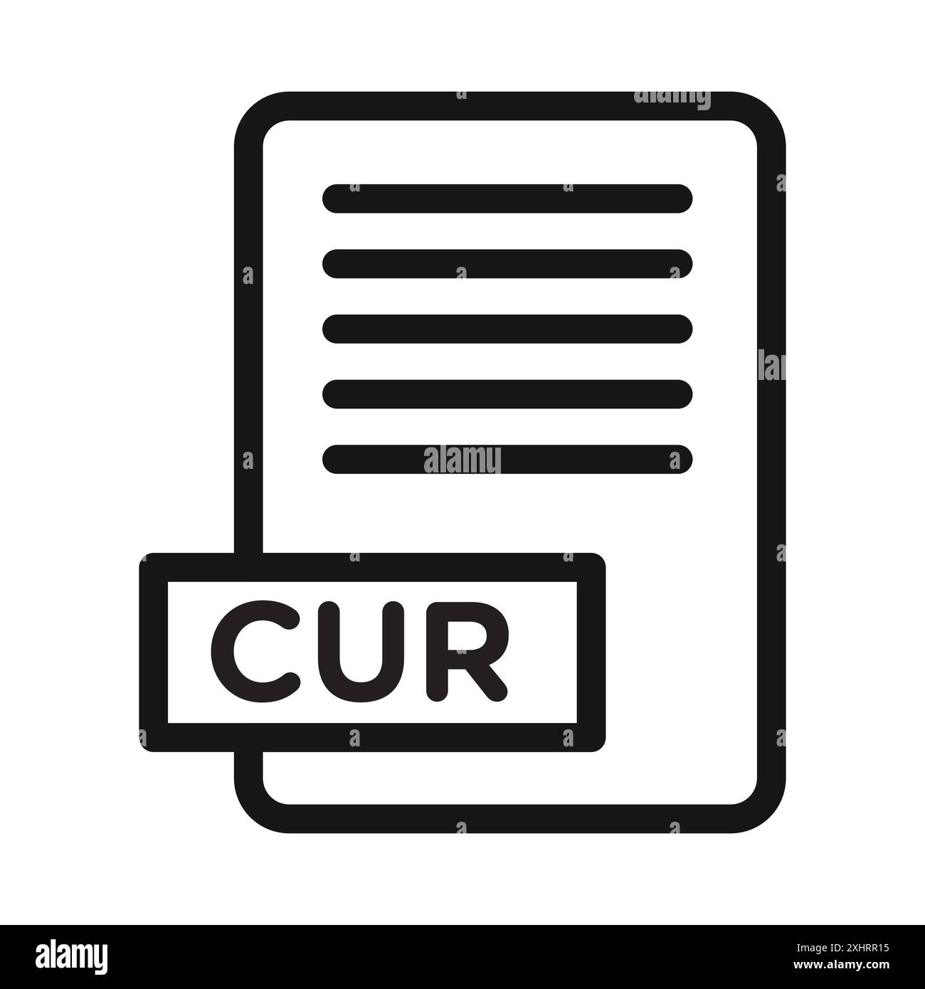 CUR File Document Icon Black line art vector in black and white outline ...