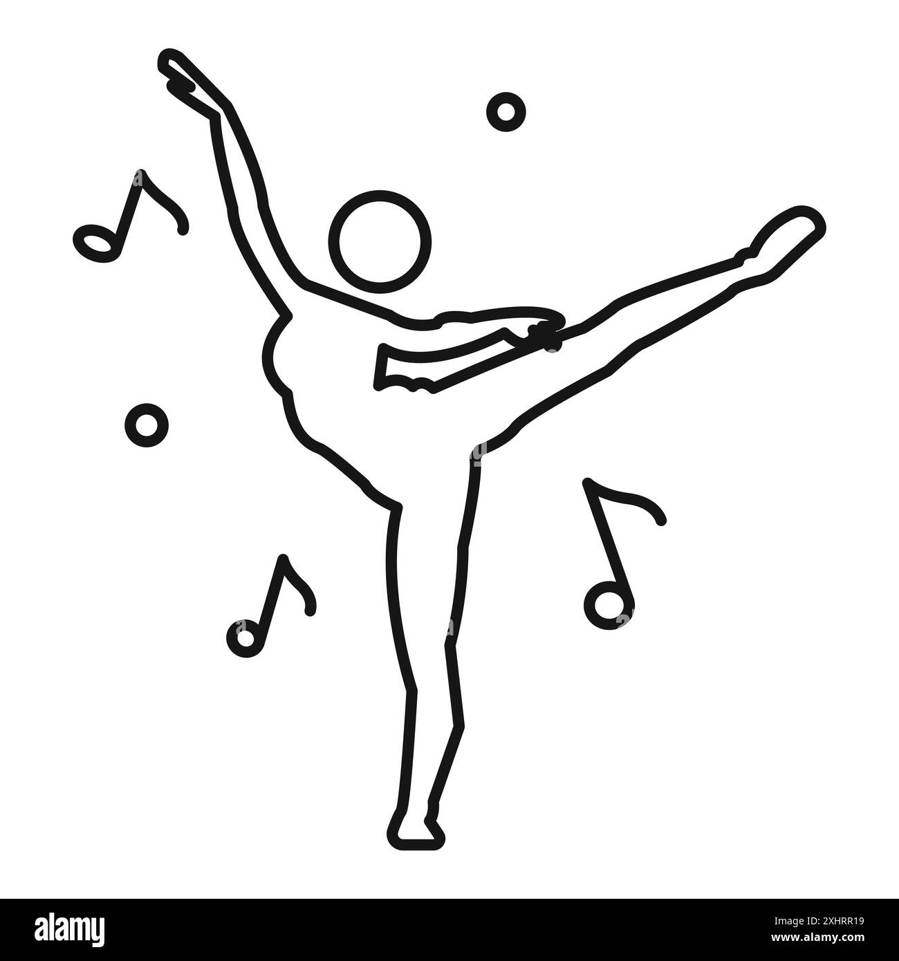 dance icon Black line art vector in black and white outline set collection sign Stock Vector ...