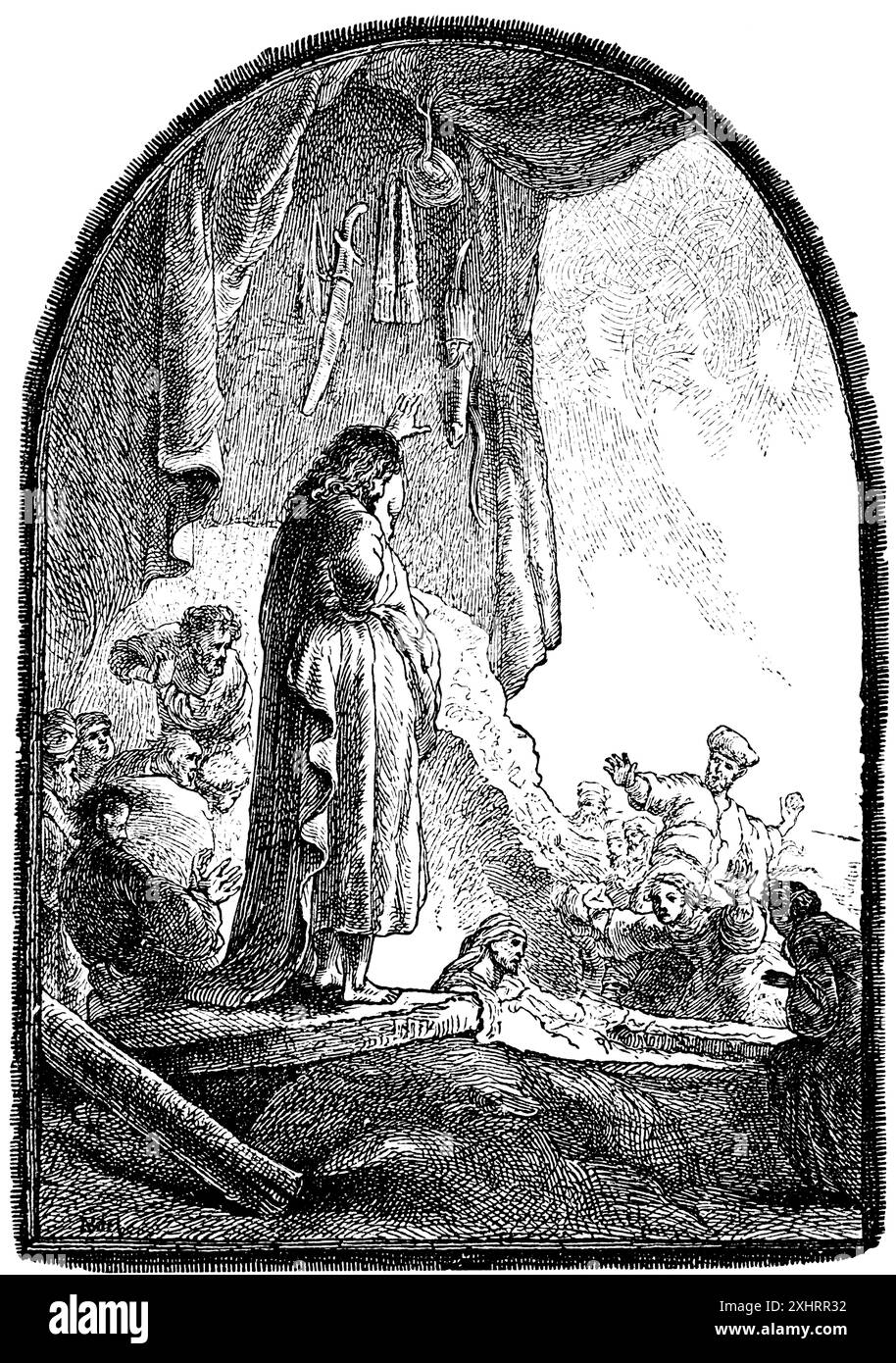 Resurrection of Lazarus, after Rembrandt van Rijn, Gospel of St John ...