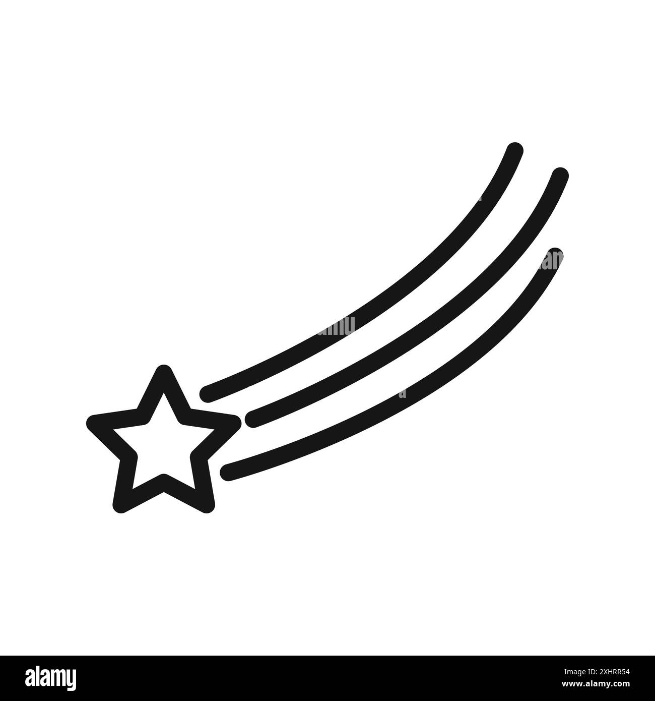 Falling Star Icon Black line art vector in black and white outline set collection sign Stock ...