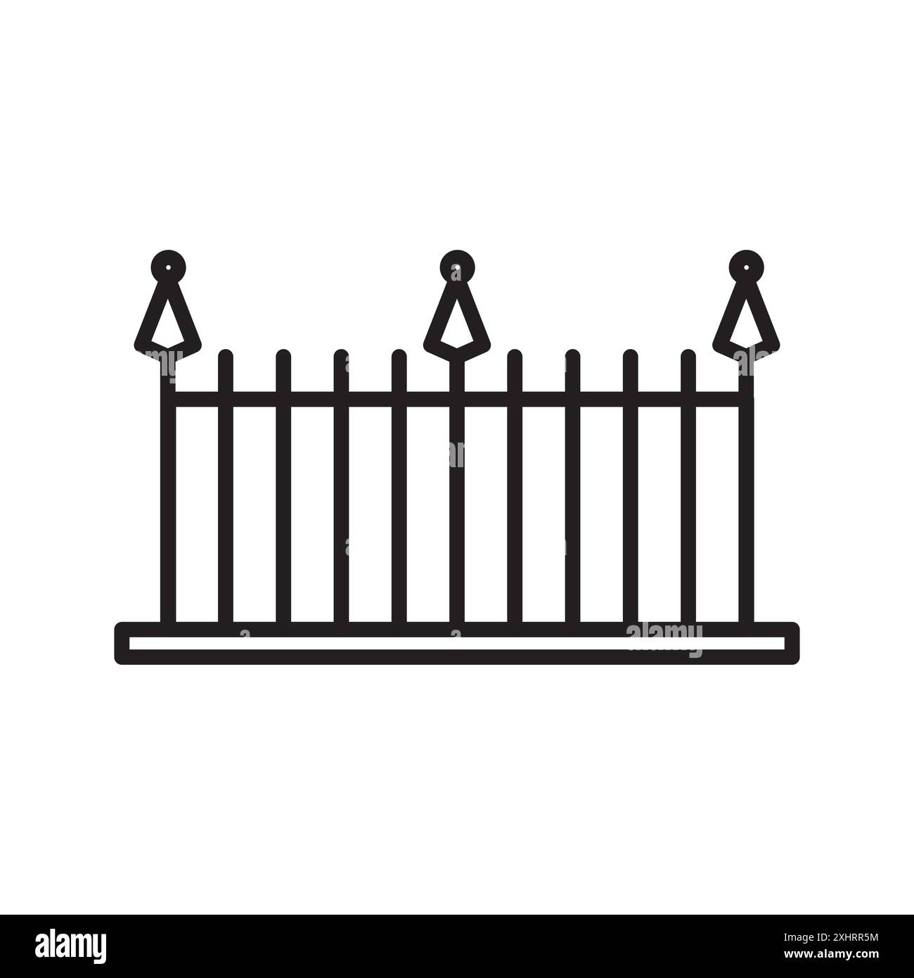 fence icon Black line art vector in black and white outline set collection sign Stock Vector ...