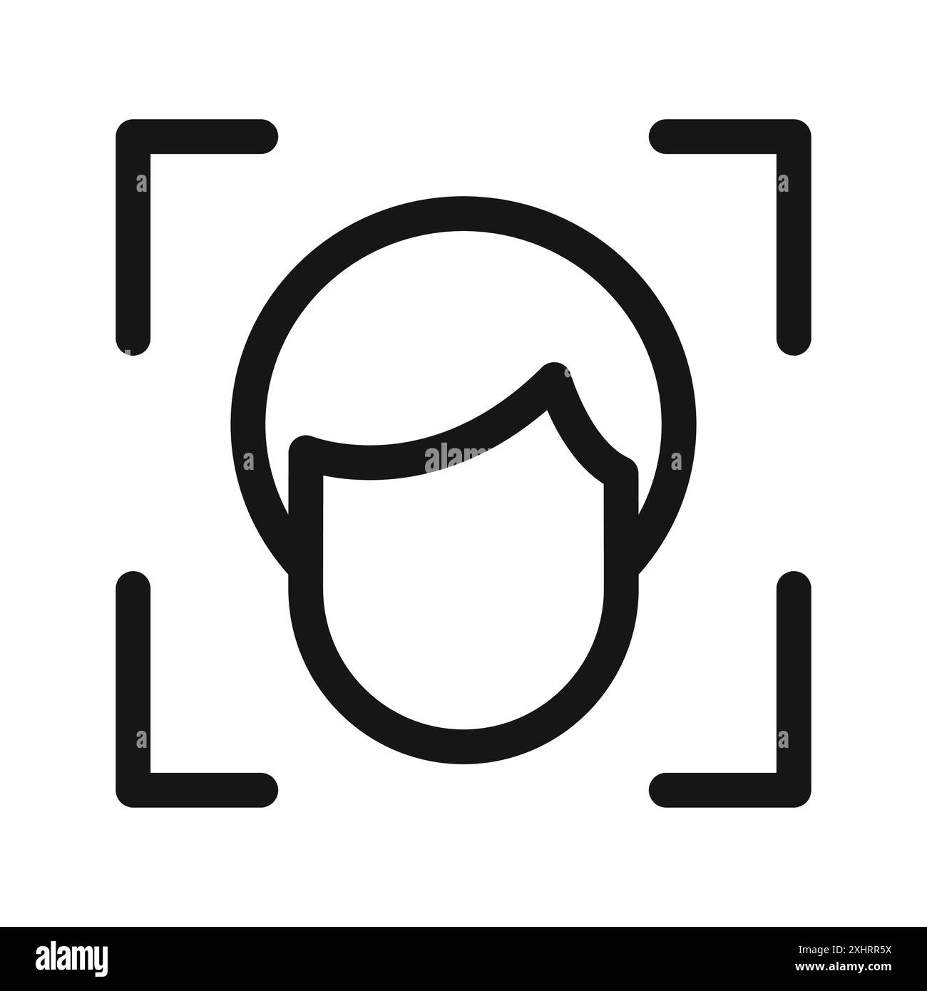 Face Detection Icon Black Line Art Vector In Black And White Outline Set Collection Sign Stock