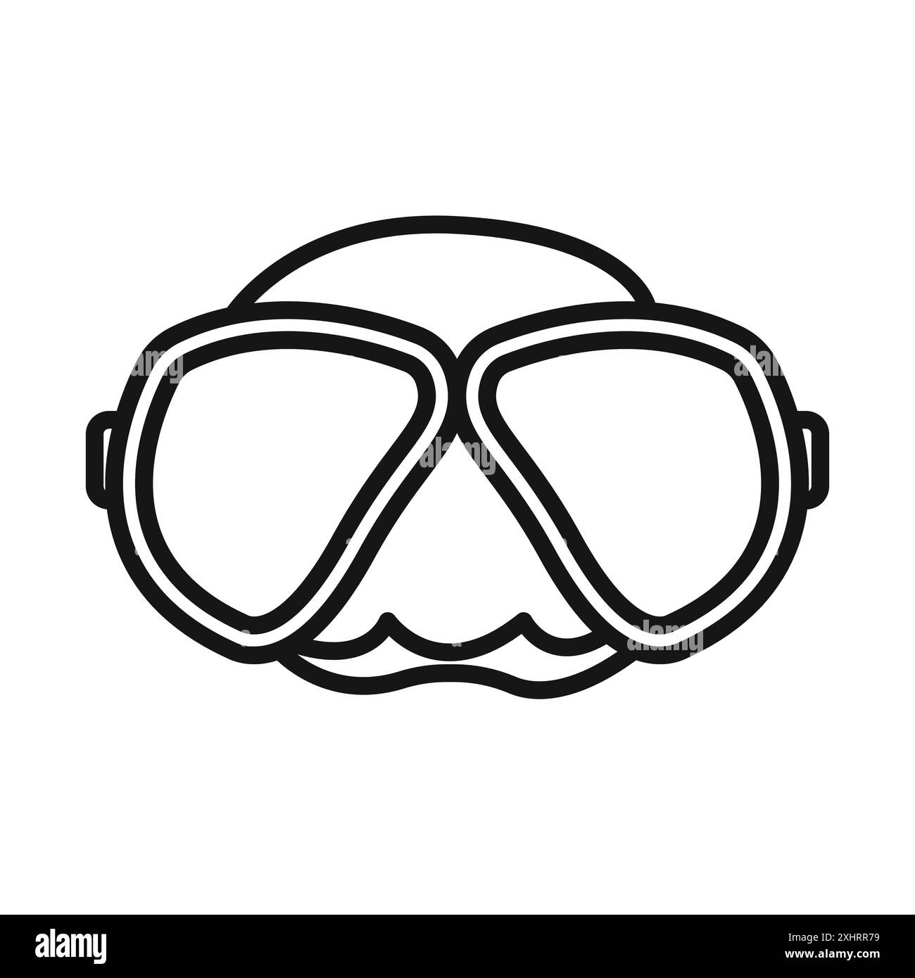 Diving mask icon Black line art vector in black and white outline set ...