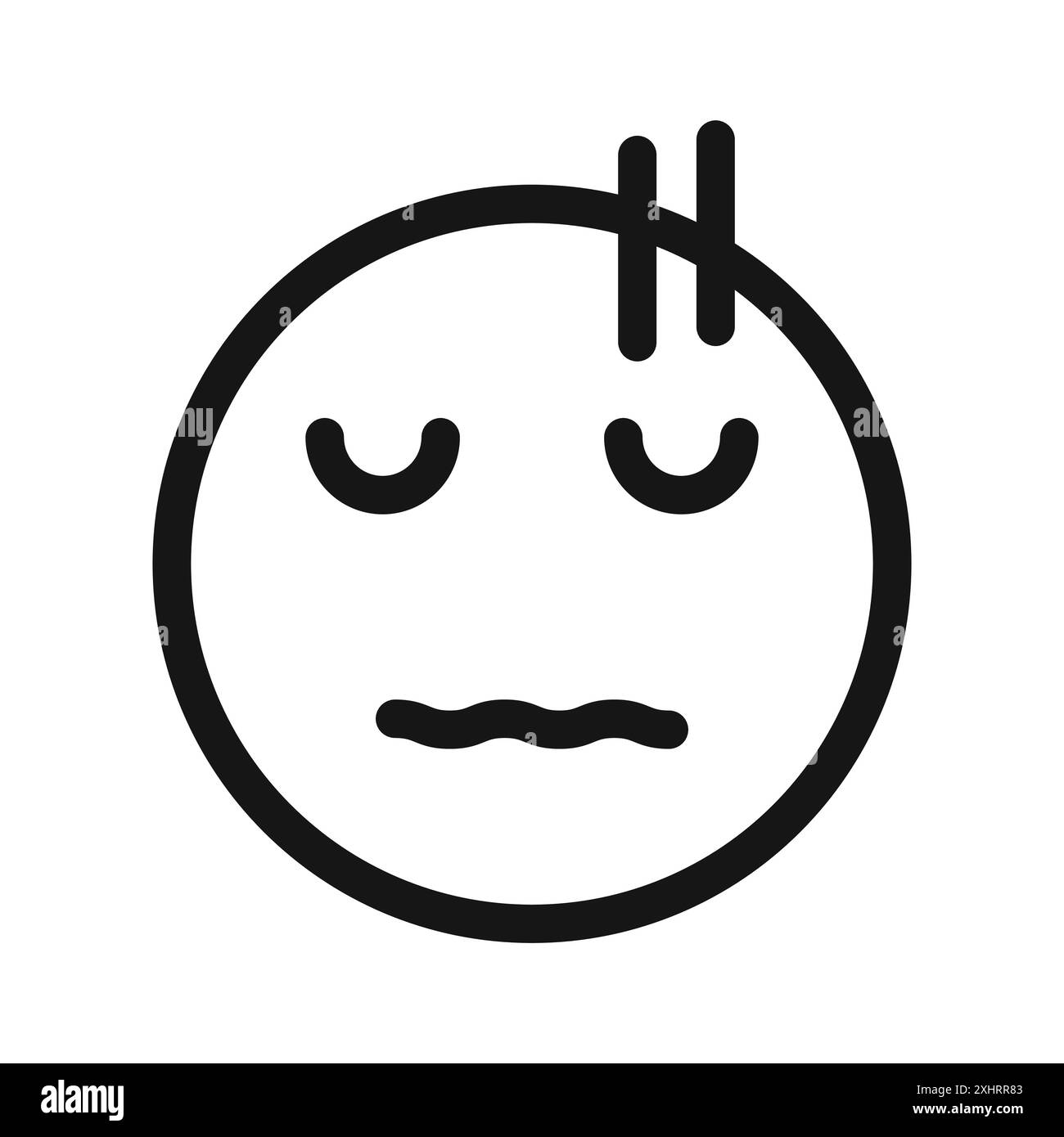 Guilty face emoji icon Black line art vector in black and white outline ...
