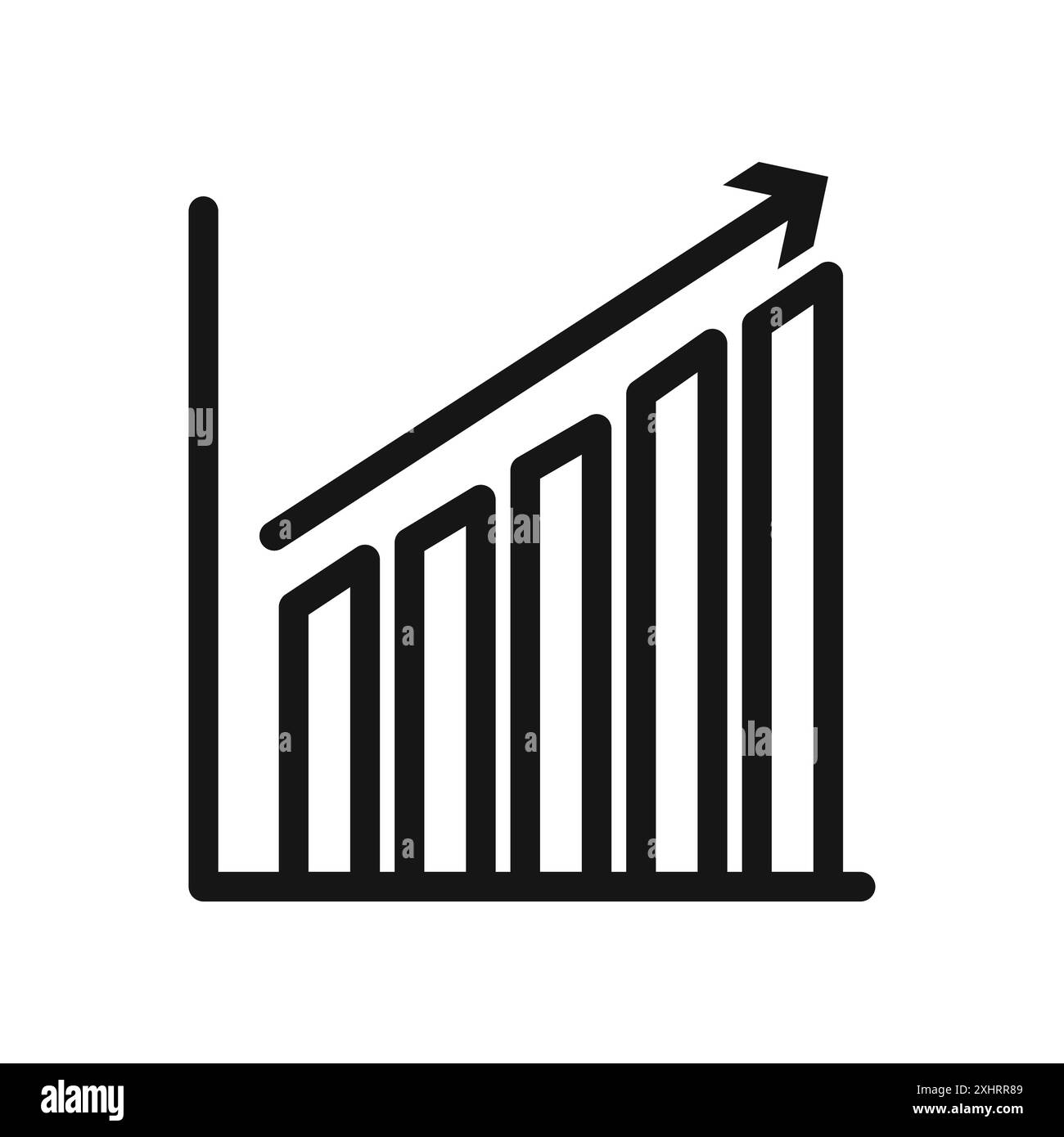 growth arrow bars icon Black line art vector in black and white outline ...