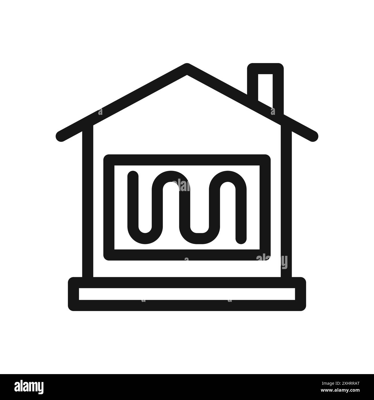 House heating icon Black line art vector in black and white outline set collection sign Stock ...