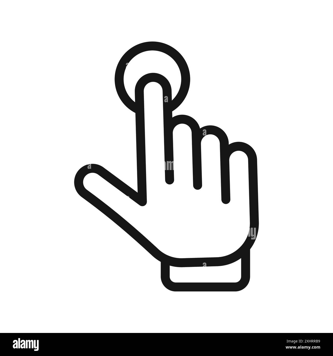 Hand clicking icon Black line art vector in black and white outline set ...